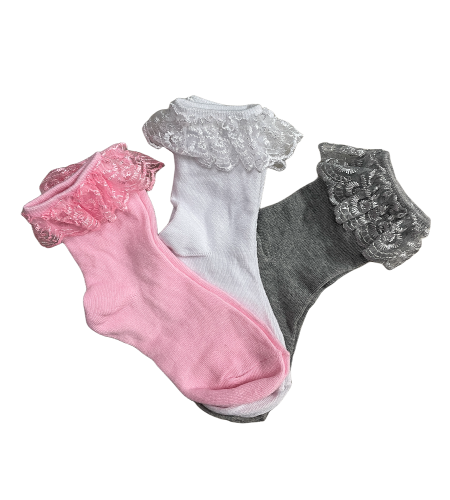 Pre-Girls 3pk Lace Raffles Socks – VToria Schoolwear
